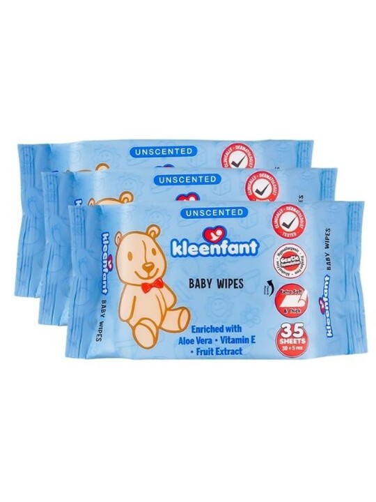 Kleenfant Unscented Baby Wipes (35 sheets) Pack of 3 | edamama