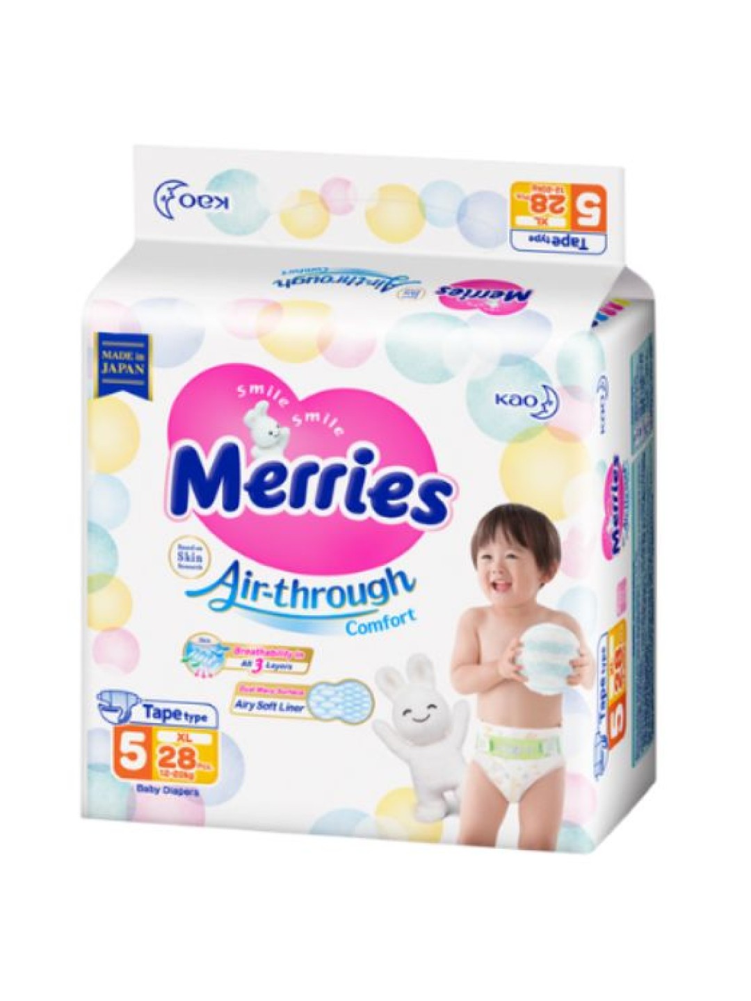 Merries Air-through Comfort Taped Diapers Extra Large (28 pcs) | edamama