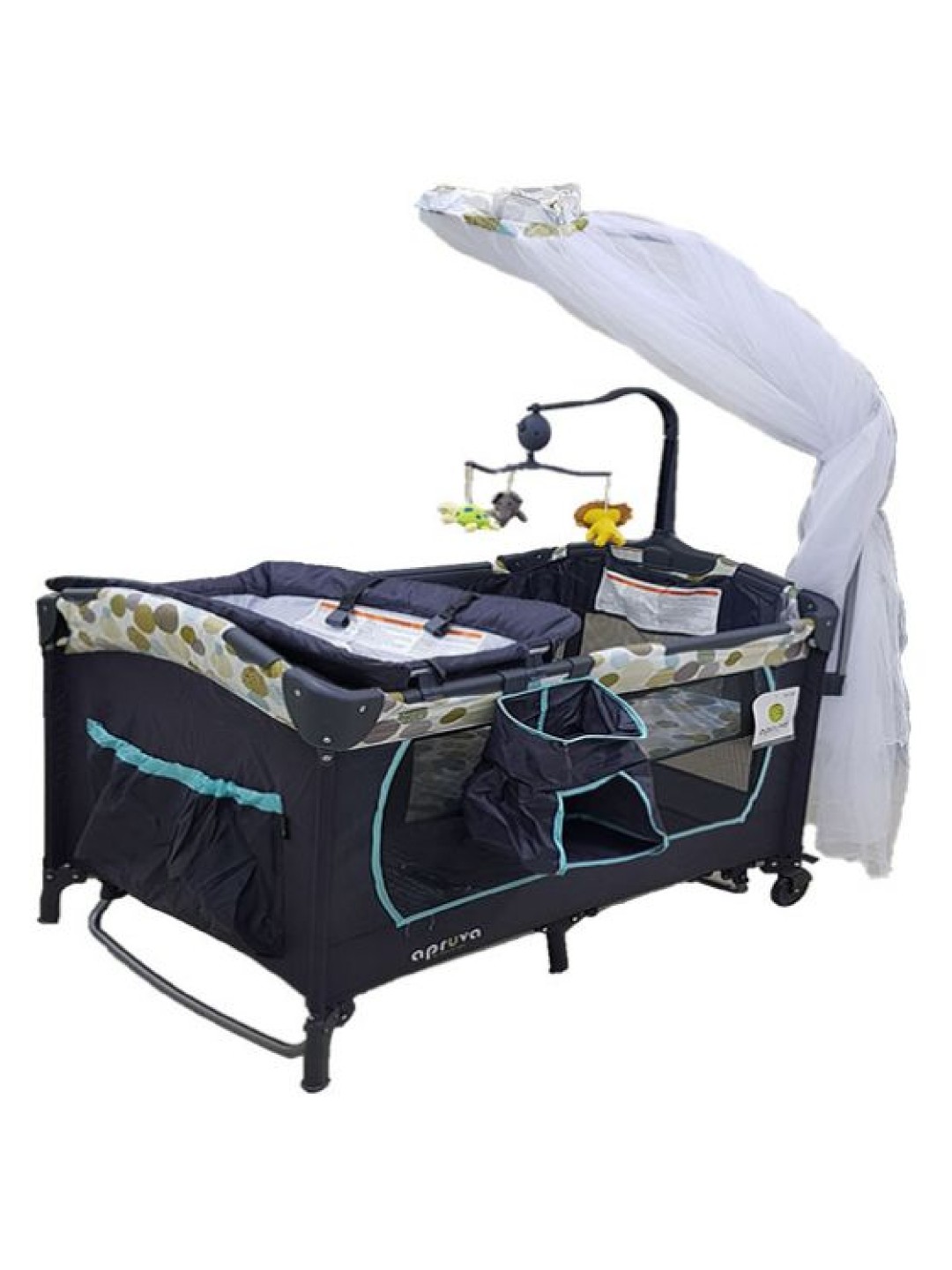 Apruva PP-677NE Playpen w/ Rocker, Musical Mobile and Princess Net ...