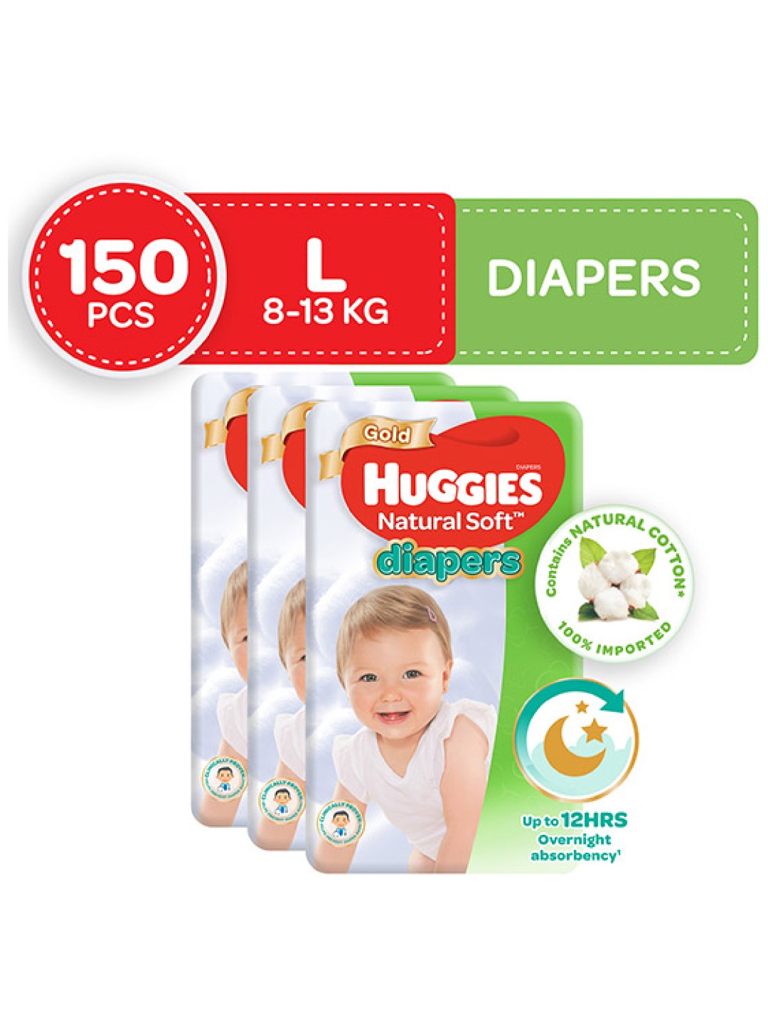 Huggies Natural Soft Large (50s) Bundle of 3 | edamama